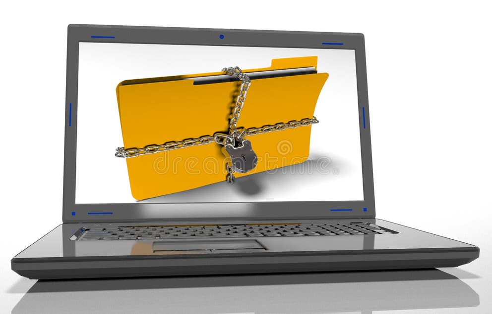 Folder with Chain and Padlock, Hidden Data, Security, 3d Render Stock ...
