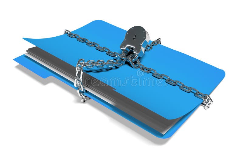 Folder with Chain and Padlock, Hidden Data, Security, 3d Render Stock ...