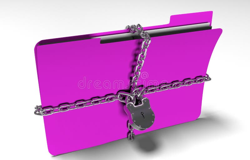 Folder with Chain and Padlock, Hidden Data, Security, 3d Render Stock ...