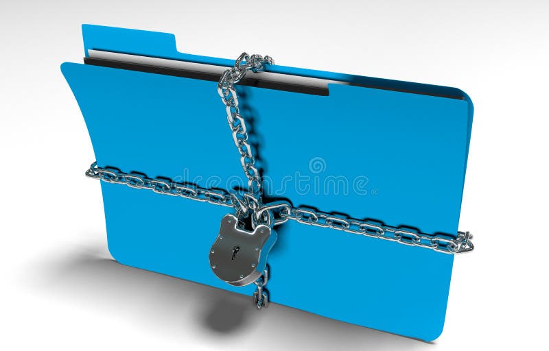 Folder with Chain and Padlock, Hidden Data, Security, 3d Render Stock ...