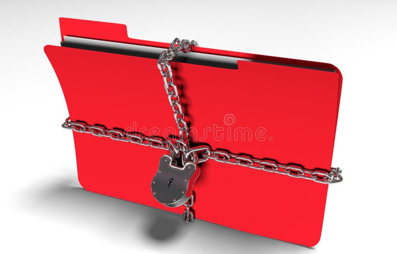 Folder With Chain And Padlock Hidden Data Security 3d Render Stock