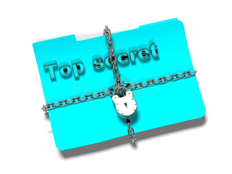 Folder With Chain And Padlock Hidden Data Security 3d Render Stock