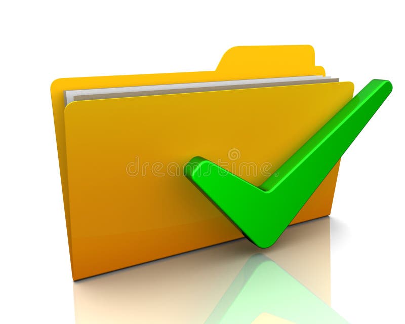 Folder and Check Mark Concept 3d Illustration Stock Illustration ...