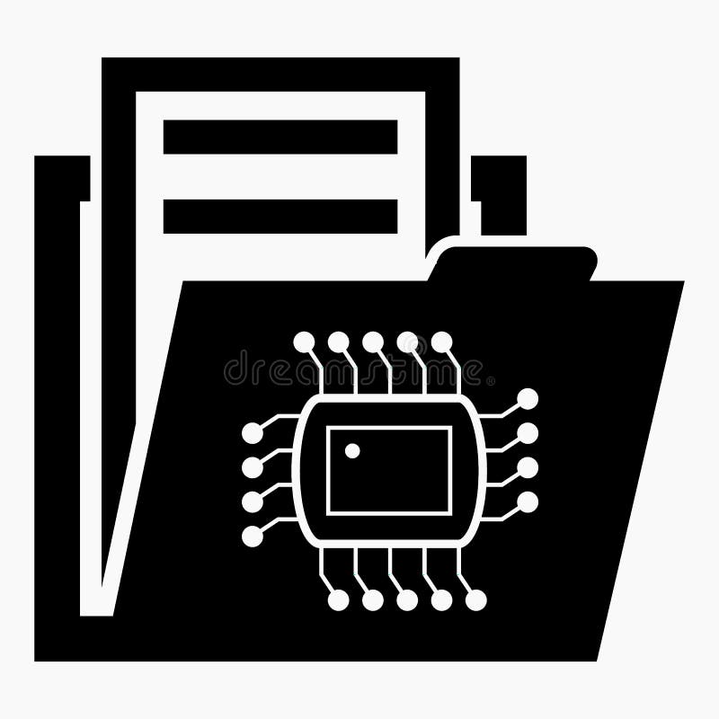 Folder and Chip Icon. Illustration of Technical Documentation Stock ...