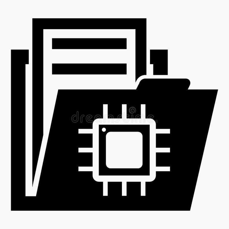 Folder and Chip Icon. Illustration of Technical Documentation Stock ...