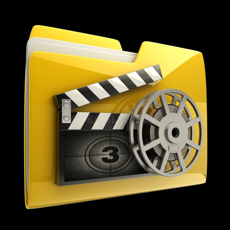 Movie Folder with a Films Spool. 3D Icon Isolated Stock Illustration ...