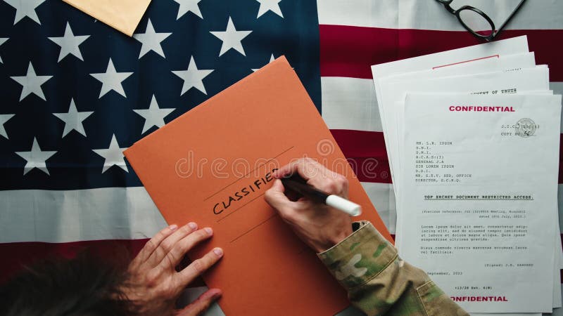 Folder with Classified Documents on Usa Flag Stock Video - Video of ...