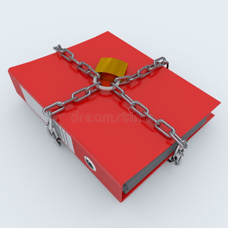 Folder Closed by a Chain and Padlock Stock Illustration - Illustration ...