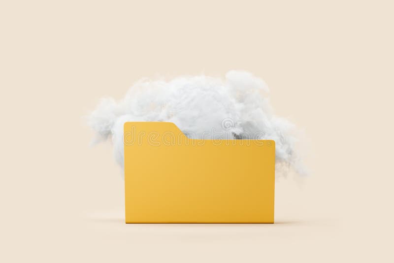 Folder with Cloud on Beige Background Stock Illustration - Illustration ...