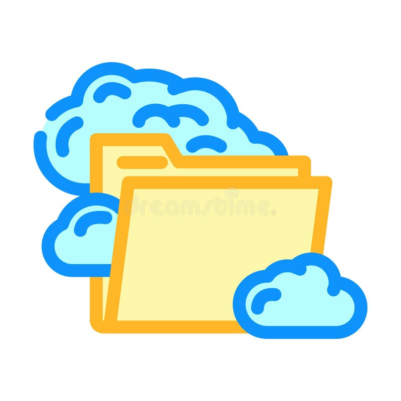 Folder Cloud Hybrid Work Color Icon Vector Illustration Stock Vector ...