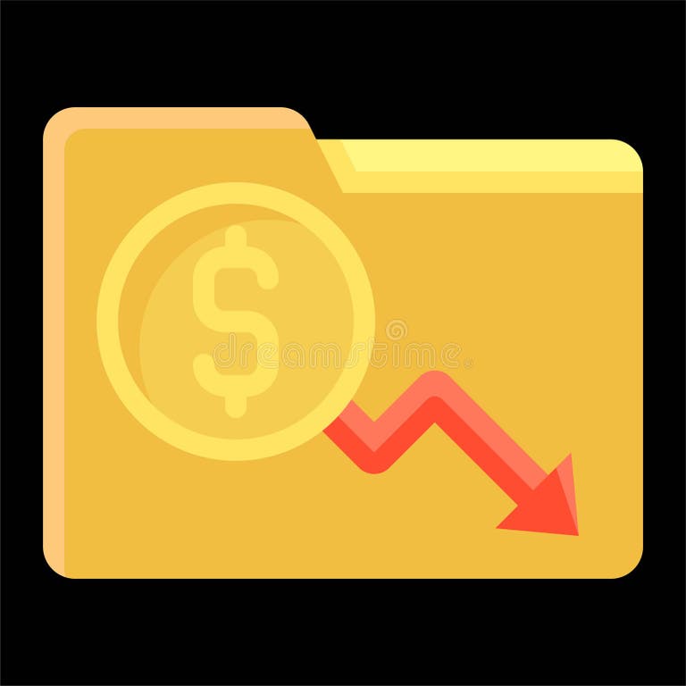 Folder with Coin and Decrease Arrow Icon, Bankruptcy Related Vector Stock Vector - Illustration ...