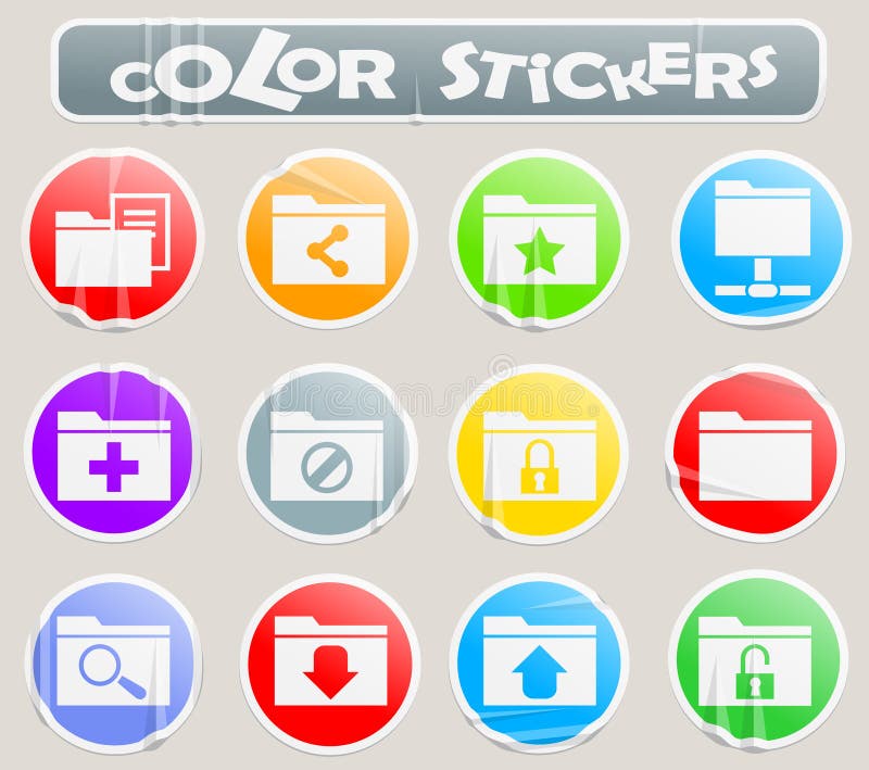 Folder color stickers stock vector. Illustration of star - 128286742