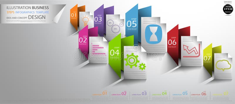 Folder Colorful Icon, Illustration Business Steps Infographics Template ...