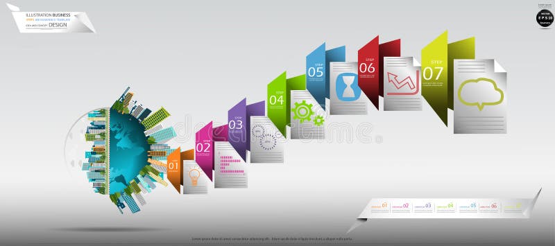 Folder Colorful Icon, Illustration Business Steps Infographics Template ...