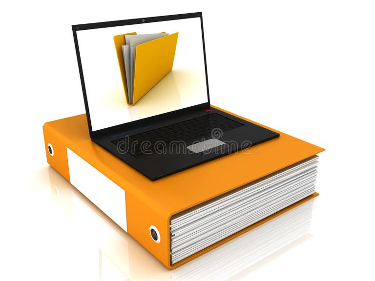 Folder and computer stock illustration. Illustration of simplicity ...