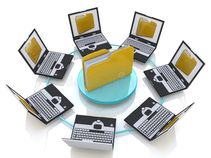 Folder Connected To Computer Network Stock Illustration - Illustration ...
