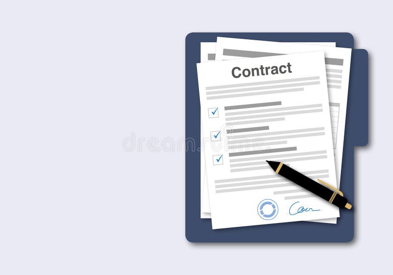Contract Papers. Document. Folder with Stamp and Text Stock ...