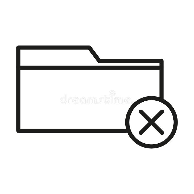 Folder with Cross Icon. Closed Folder Symbol. Minimalist Error or ...