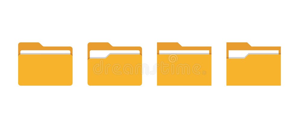 Folder Data Vector Icon Set. Document Directory Symbol with Shadow ...