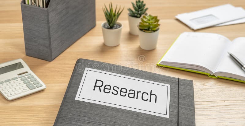 Folder on a Desk with the Label Research Stock Illustration ...