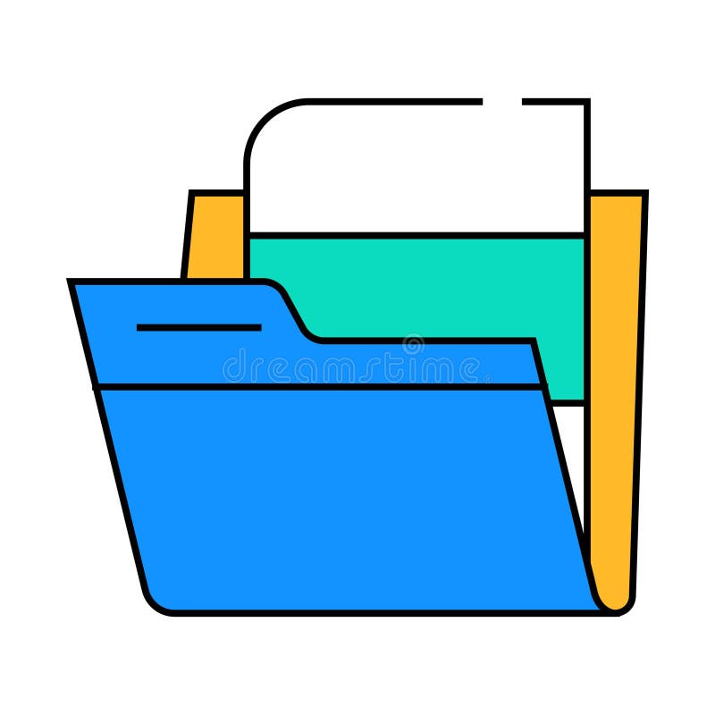 Folder with Digital File Icon Color Illustration Stock Vector ...
