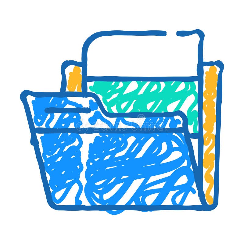 Folder with Digital File Icon Doodle Illustration Stock Illustration ...