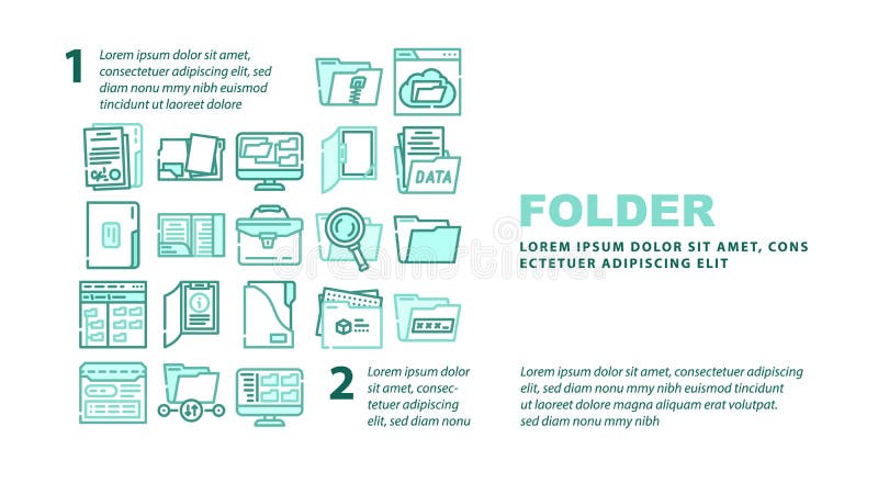 Folder Document Business File Landing Header Vector Stock Illustration ...
