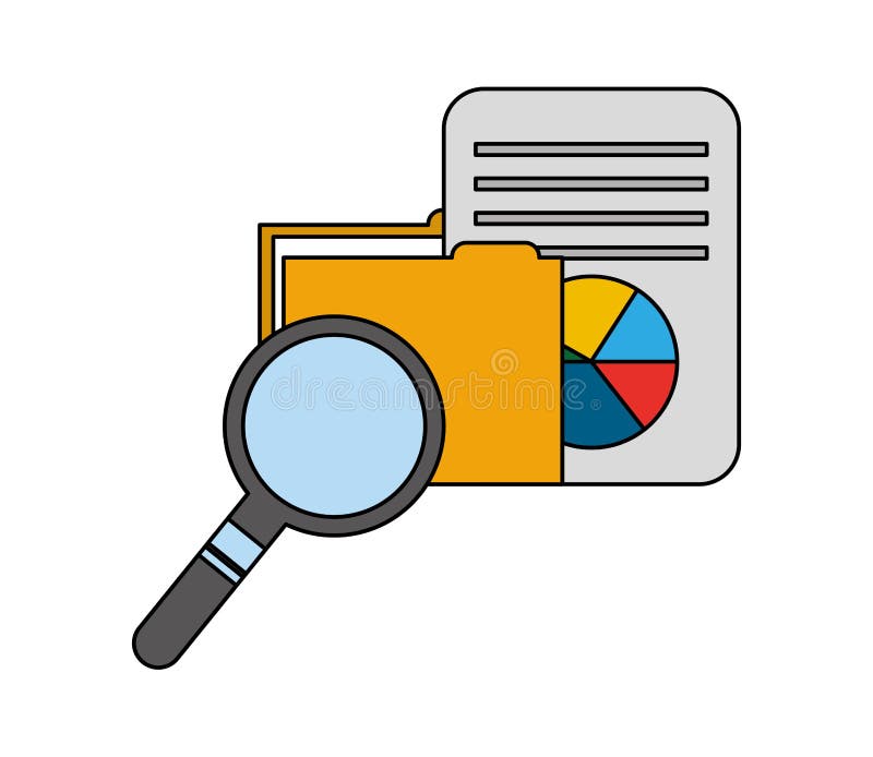 Folder with Document and Magnifying Glass Stock Vector - Illustration ...