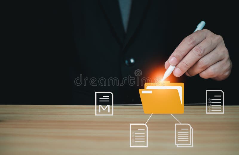 Folder Document Management System DMS Open File Folder with Flying ...