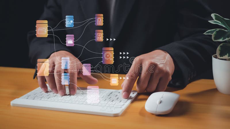 Folder Document Management System DMS Open File Folder with Flying ...