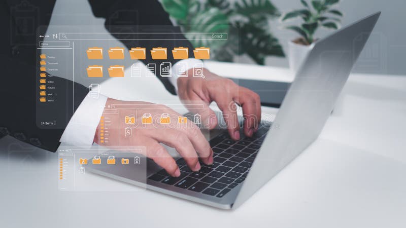 Folder Document Management System DMS Open File Folder with Flying ...