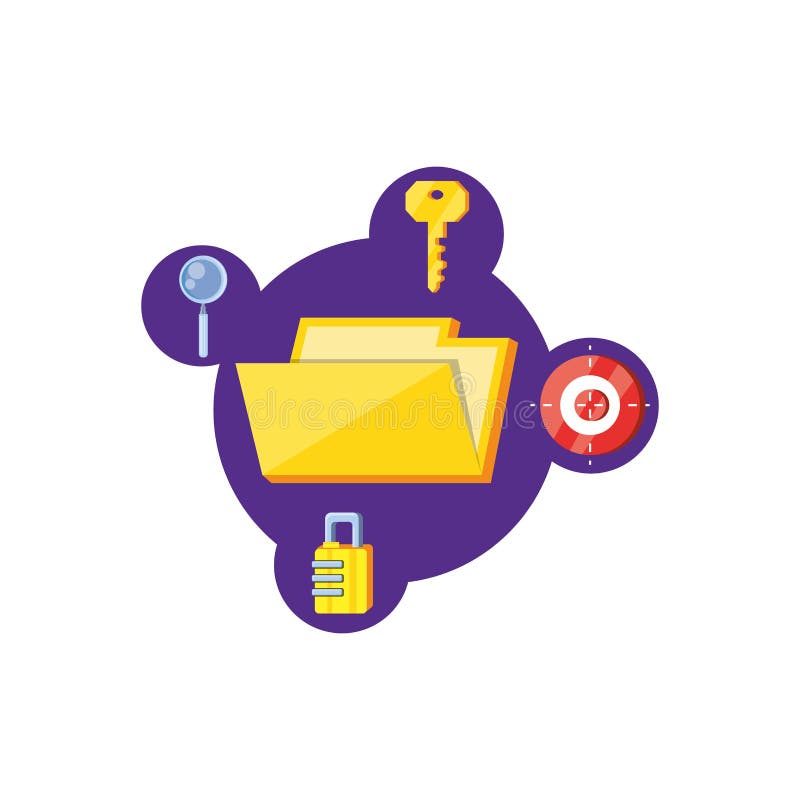 Folder Document with Security Icons Stock Illustration - Illustration ...