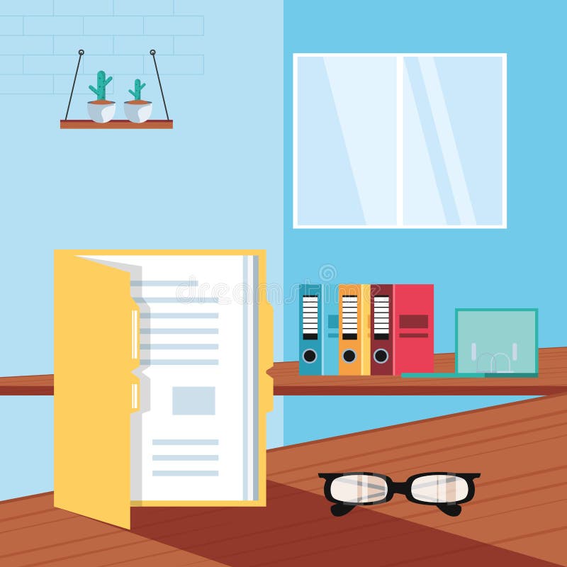 Folder Document with Supplies Office in the Workplace Stock ...