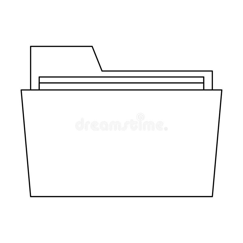 Folder Document Symbol Cartoon in Black and White Stock Vector ...