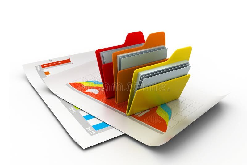 Computer with documents stock illustration. Illustration of painting ...