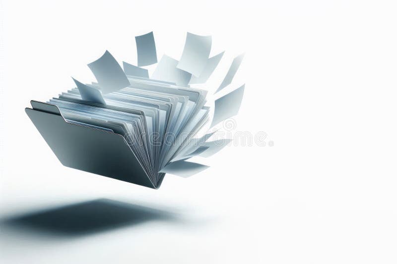 A Folder with Documents Flying in the Air. Space for Text. Stock Image ...