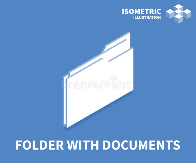 Folder with Documents Icon. Isometric Template for Web Design in Flat ...