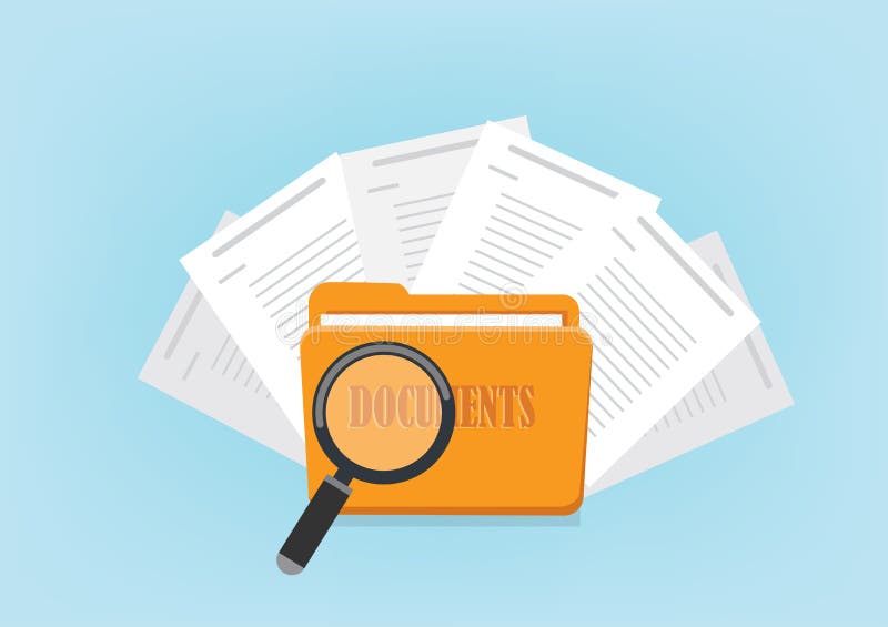 Folder with Documents Searching for Contract Documents or Important ...