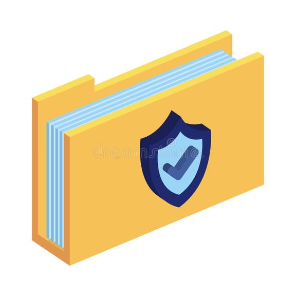 Folder Documents with Shield and Ok Symbol Stock Illustration ...