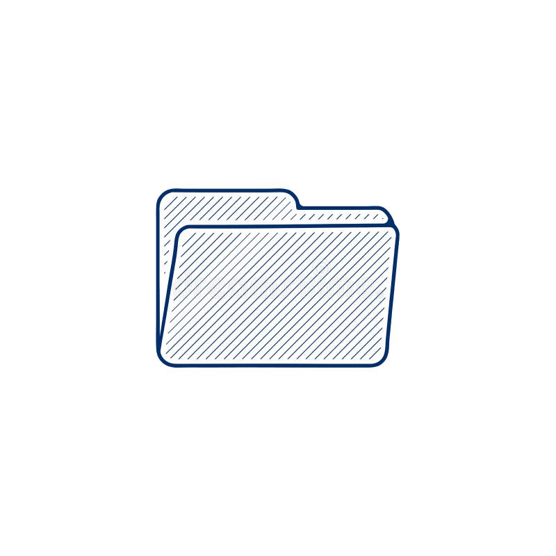 Folder with Documents Line Icon. File Folder Linear Hand Drawn Pen ...