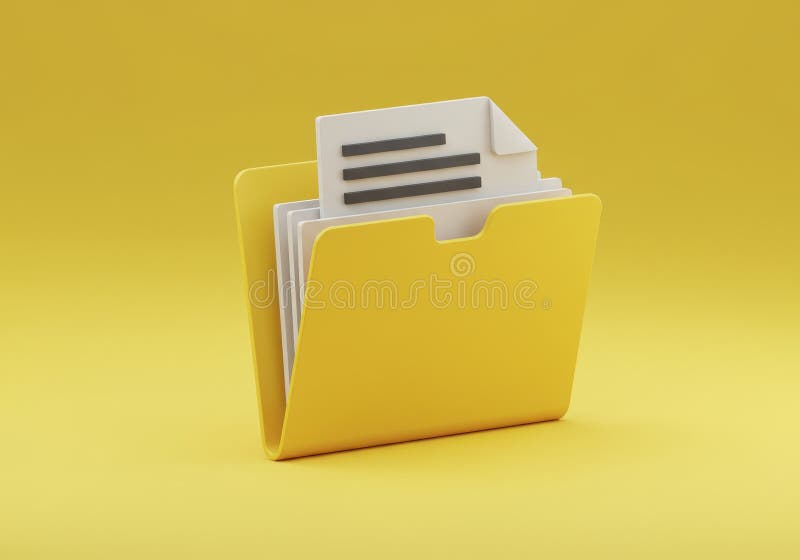 Folder with Documents on Yellow Background for File Management Stock ...