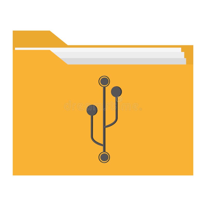Folder with Documentsand Usb Symbol Icon Stock Illustration ...