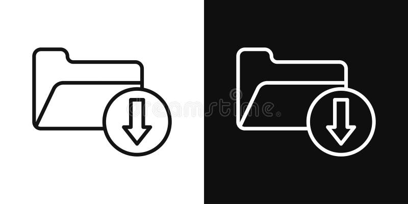 Folder Download Icon Set. File Download Button Vector Symbol. Save ...
