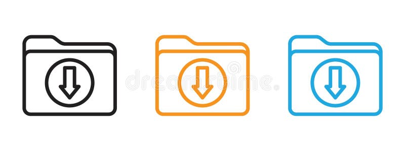 Folder Download Icon Thin Line Illustration Set Stock Vector ...