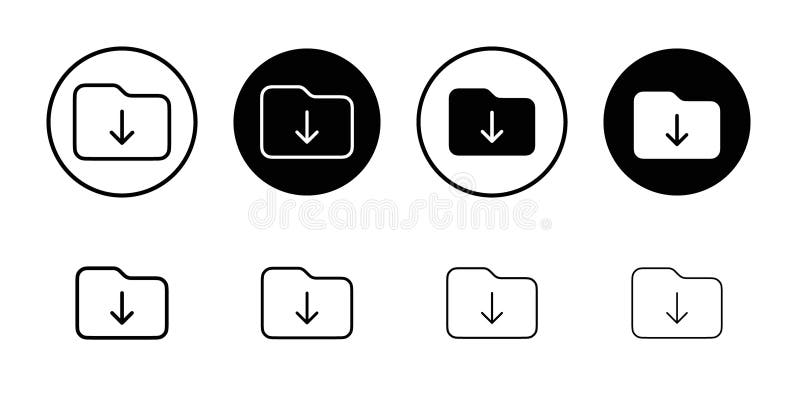 Folder Download Icon Outline Vector for Web Ui Stock Illustration ...