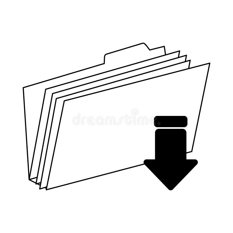 Folder Downloading Files Black and White Stock Vector - Illustration of ...