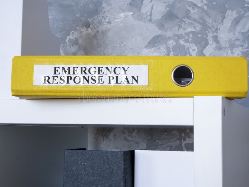 A Folder with Emergency Response Plan Lies on an Office Shelf. Stock ...