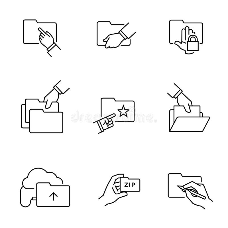 Folder File Document Line Icons Stock Vector - Illustration of show ...
