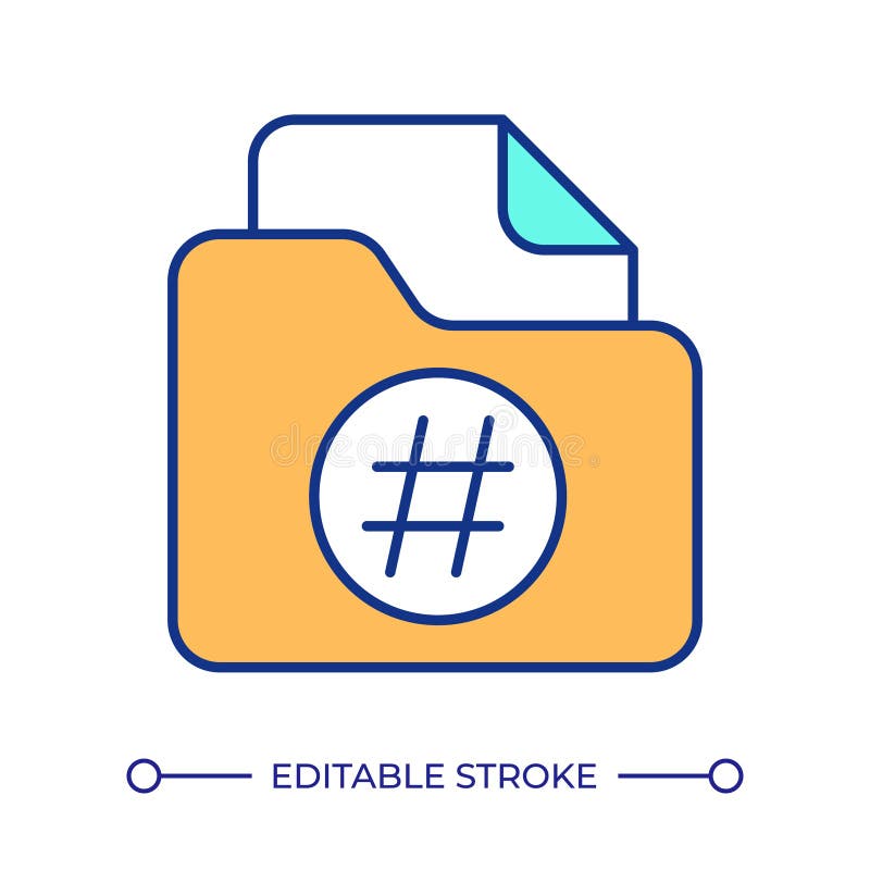 Folder with File and Tag RGB Color Icon Stock Illustration ...