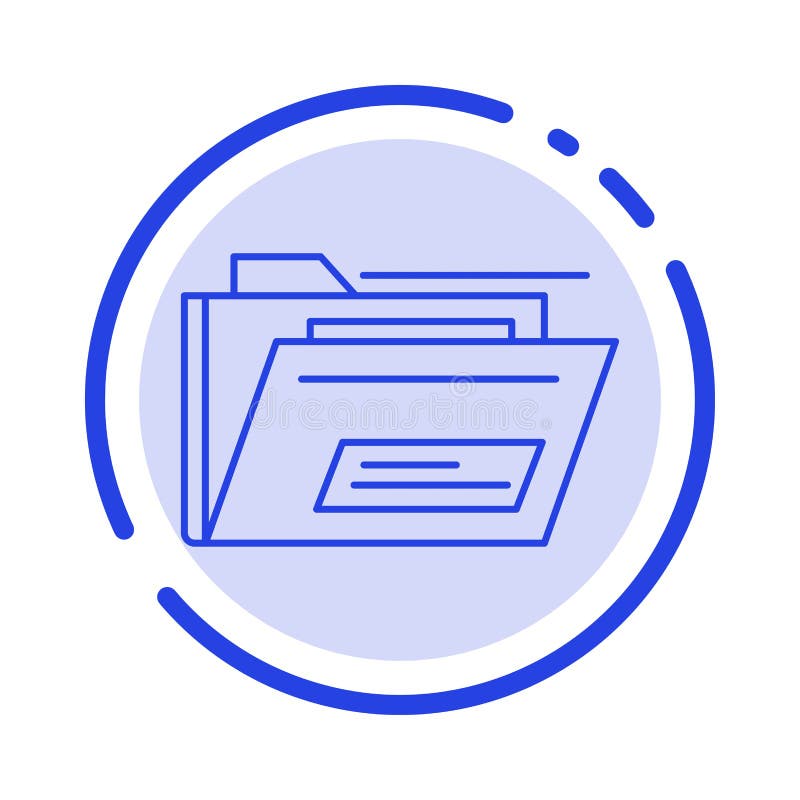Folder, File, Zip, Rar, Blue Dotted Line Line Icon Stock Vector ...